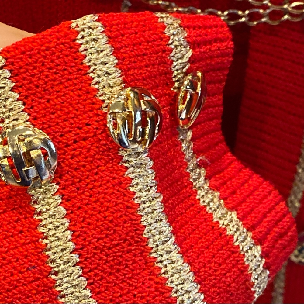 St. John Red And Gold Military Jacket, Size 10 - Gem